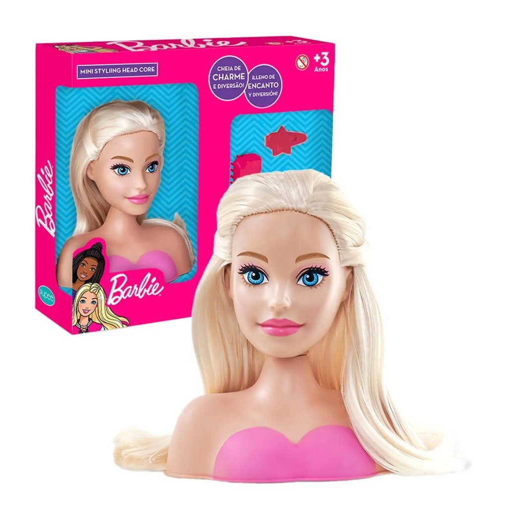 Boneca Barbie Mini Busto Para Pentear Com Acessórios Cabeleireira ...