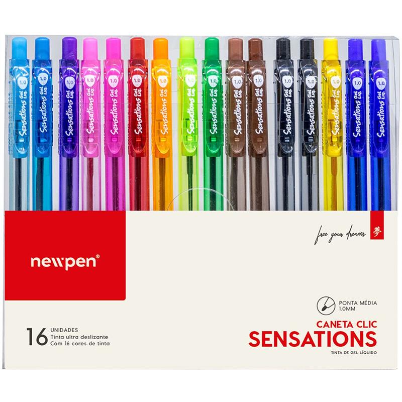 Caneta esferográfica NEWPEN clic sensations 16 cores | Shopee Brasil