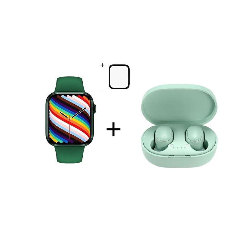 Relogio Inteligente Smart Watch HW19 verde com 2 pulseiras mais fone ...