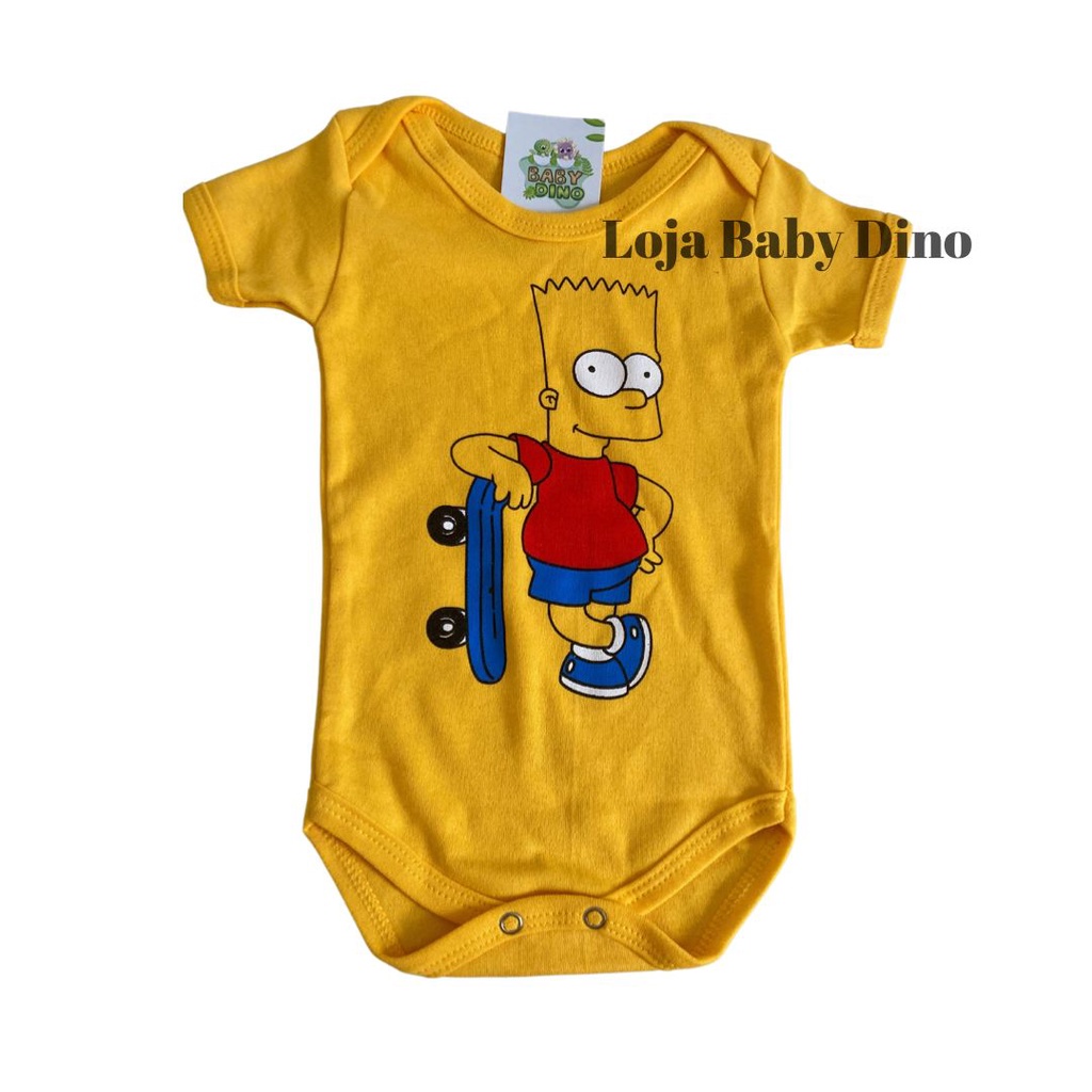 Body Temático de Bebê Bart Simpson Suedine 100% Algodão - Mêsversário ...