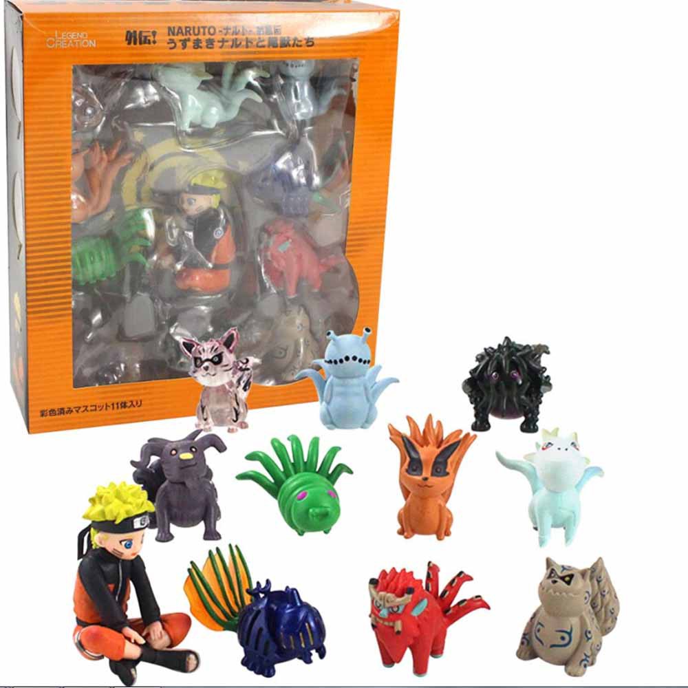 11pcs/set 4-8cm Child Uzumaki Naruto Action Figure Toys Bijuu Kyuubi ...