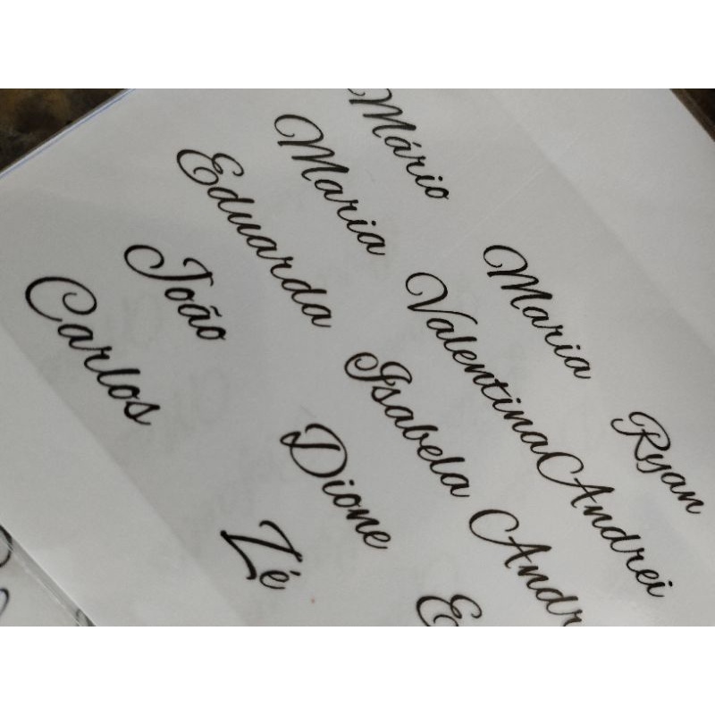 Nomes impressos para arte em resina* cartelas com 50 nomes | Shopee Brasil