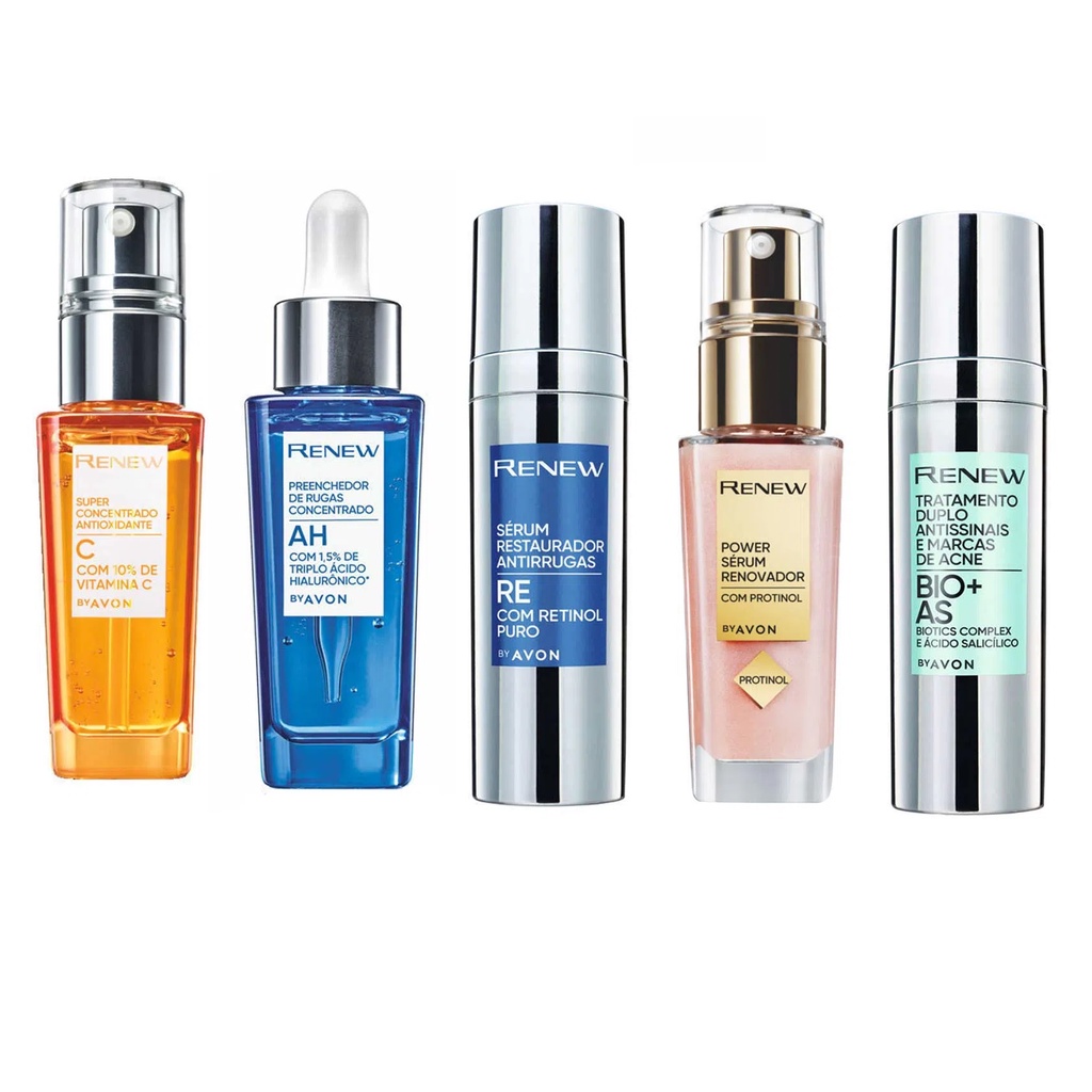 Linha Renew Tratamento facial Avon Sérum e Concentrado Vitamina C Ácido ...