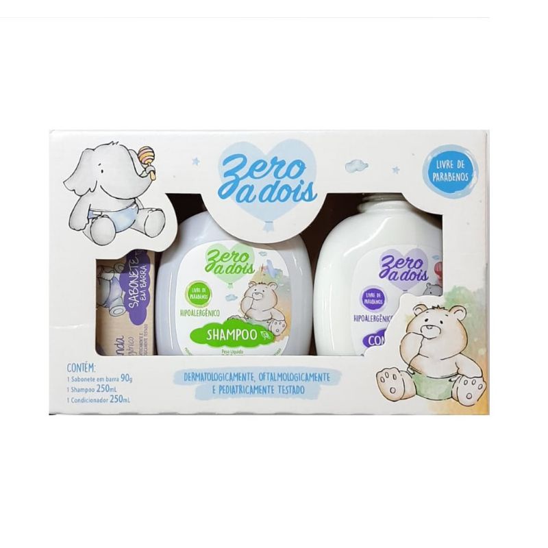 kit infantil Zero a dois com shampoo e condicionador sabonete | Shopee ...