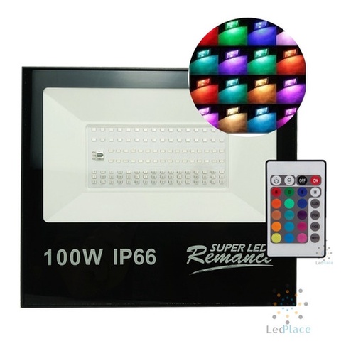 Refletor Holofote Led Rgb Colorido com controle 100w Ip66 BIVOLT | Shopee Brasil
