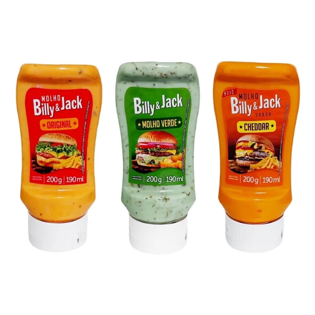 Molho Billy & Jack Original / Verde / Cheddar 200g | Shopee Brasil
