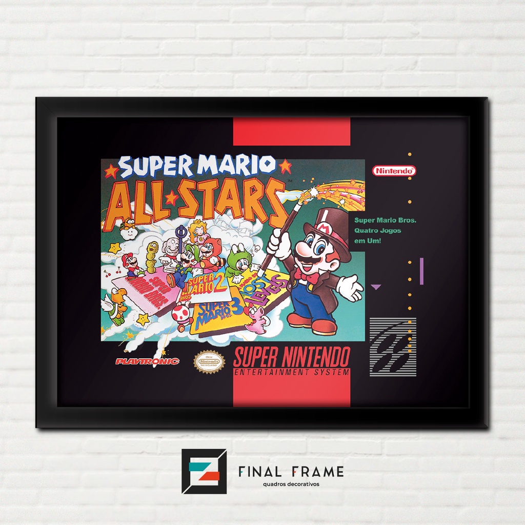 Quadro Super Mario All Stars Playtronic SNES Super Nintendo Tam. Grande ...