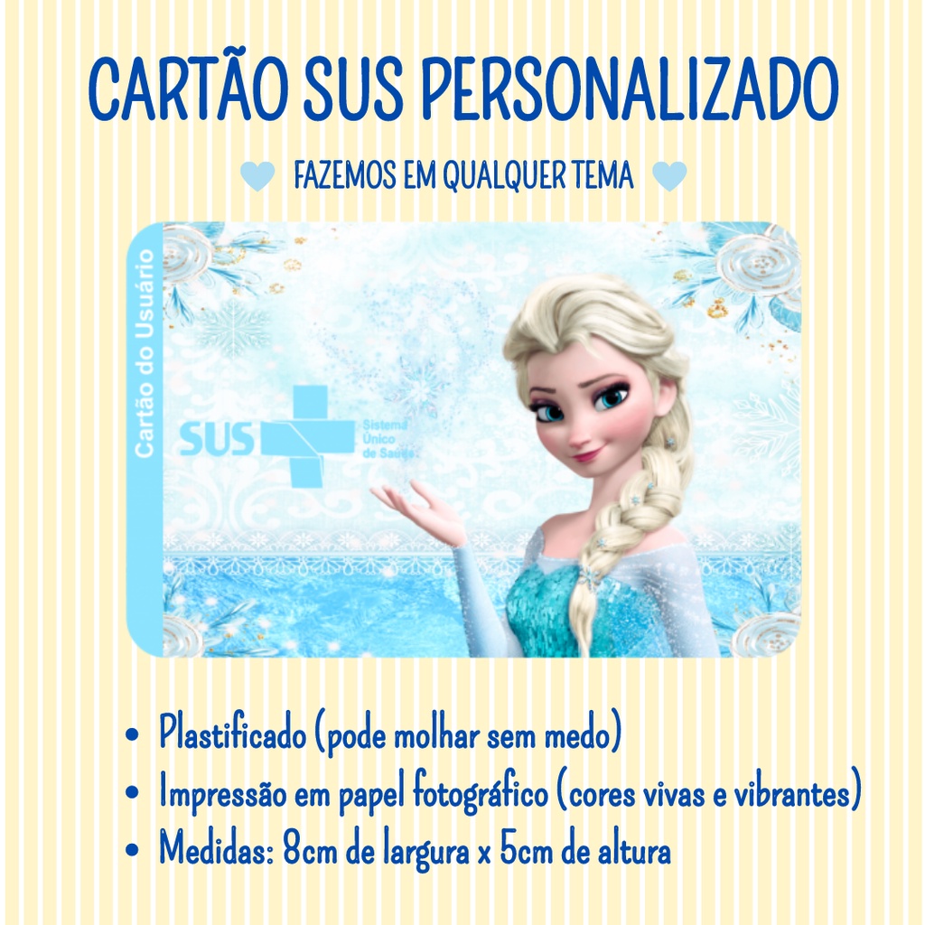 Cartão SUS Personalizado Frozen - Personalizamos em qualquer tema ...