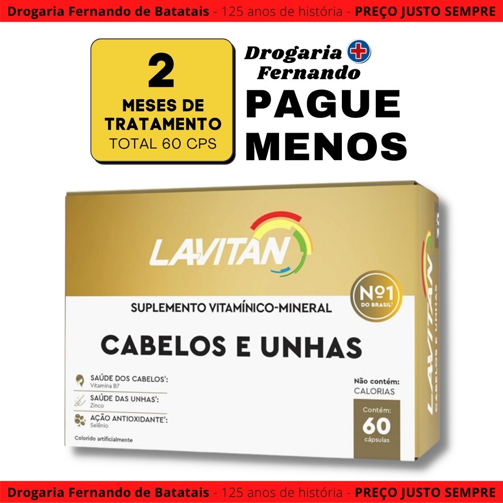 Lavitan Cabelos e Unhas 60 CPS - Vitamina Mulher Crescimento Hair Biotina Cimed Original ...
