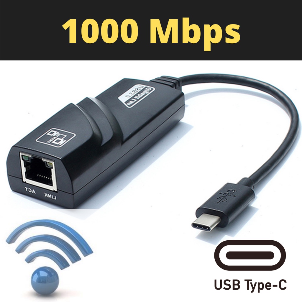 Cabo Adaptador Type C Para Rede Ethernet Rj45 10/100/1000 Tipo C ...