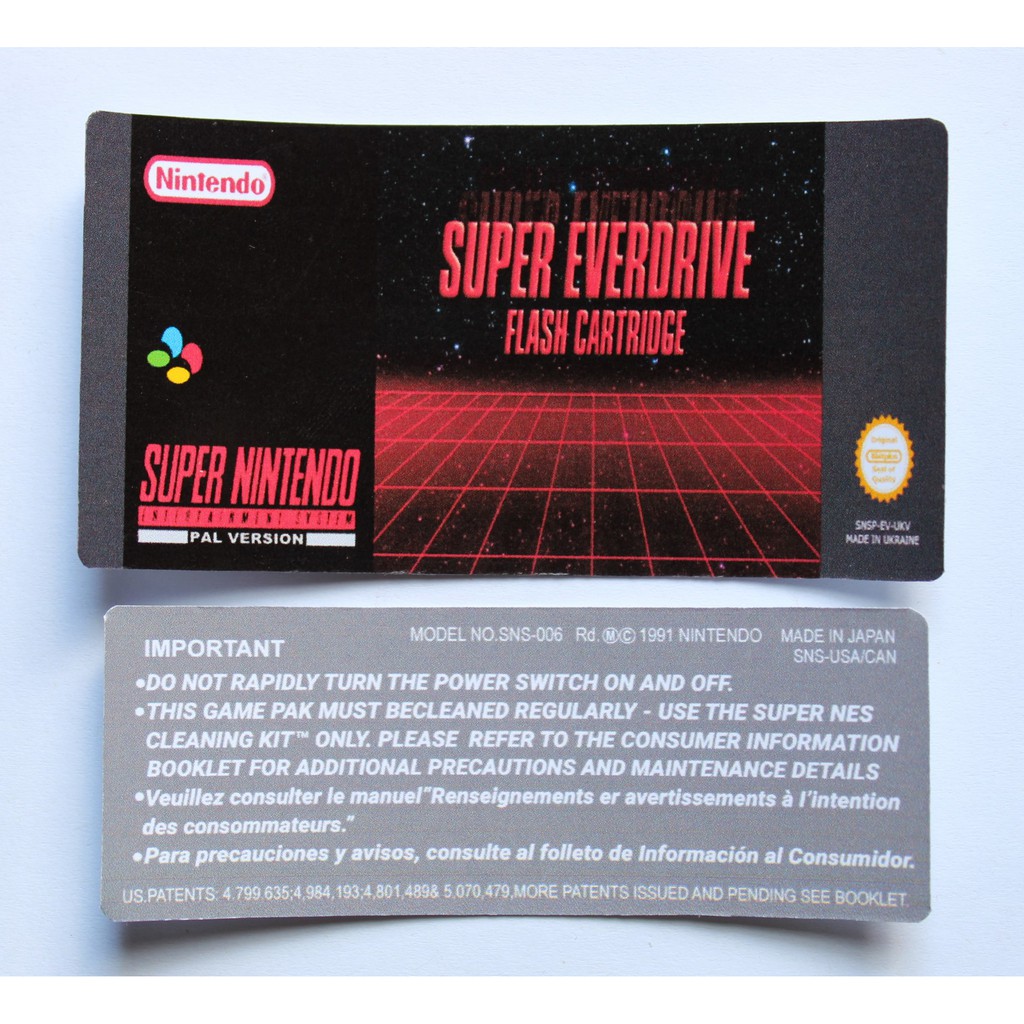 Label Etiqueta Super Everdrive Flash Cartridge Para Cartucho De Super ...