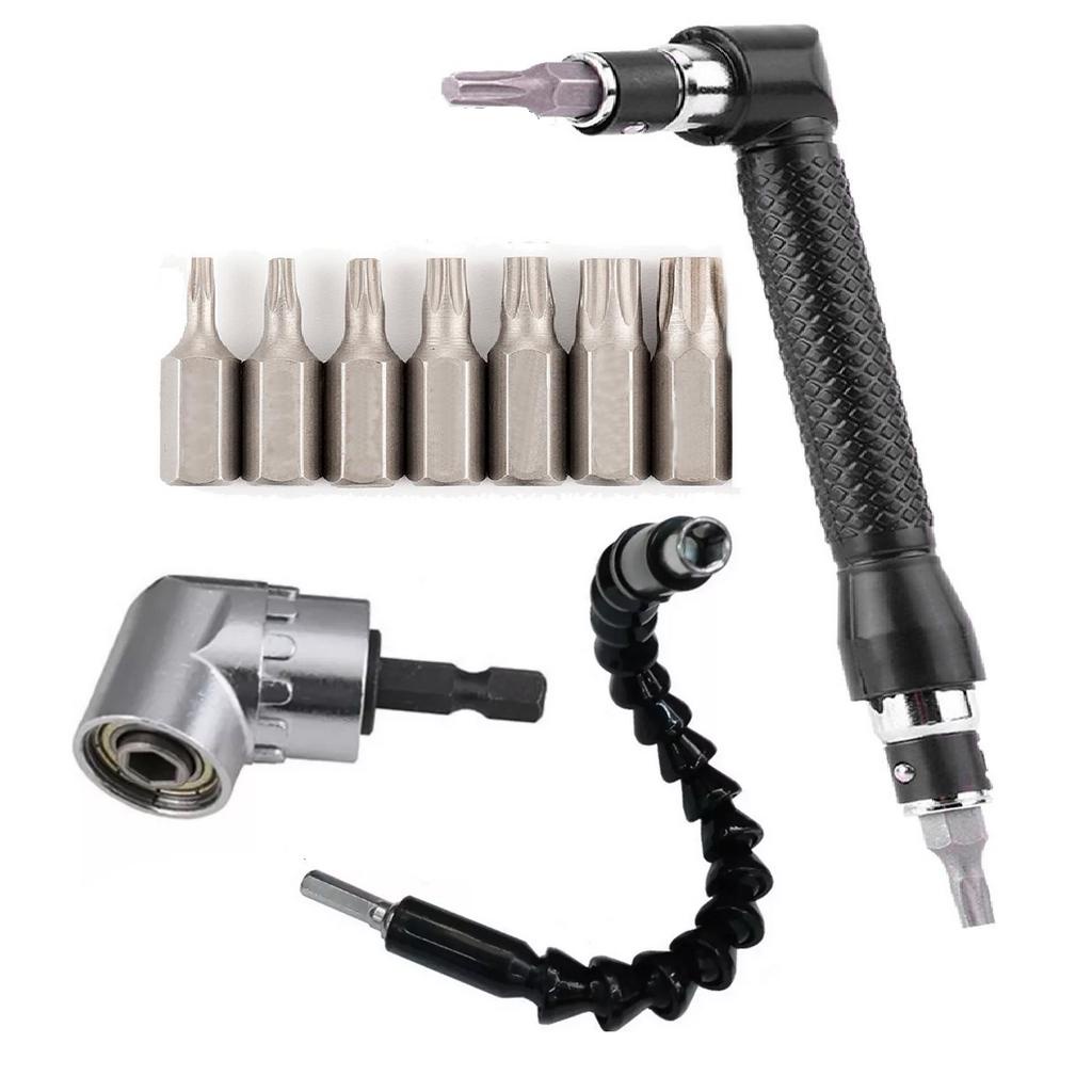 Kit Chave Tipo L Bits + Adaptador Angular + Eixo Flexivel | Shopee Brasil