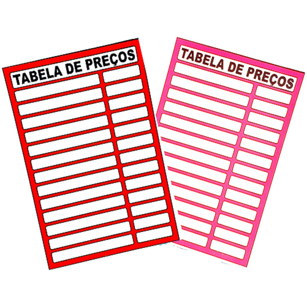 3 Tabelas de Preço em PVC Editável Para Precificação de Produtos De ...
