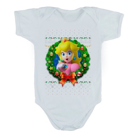 Body Manga Curta Bebê Super Mario 3d Peach Princesa Mario | Shopee Brasil