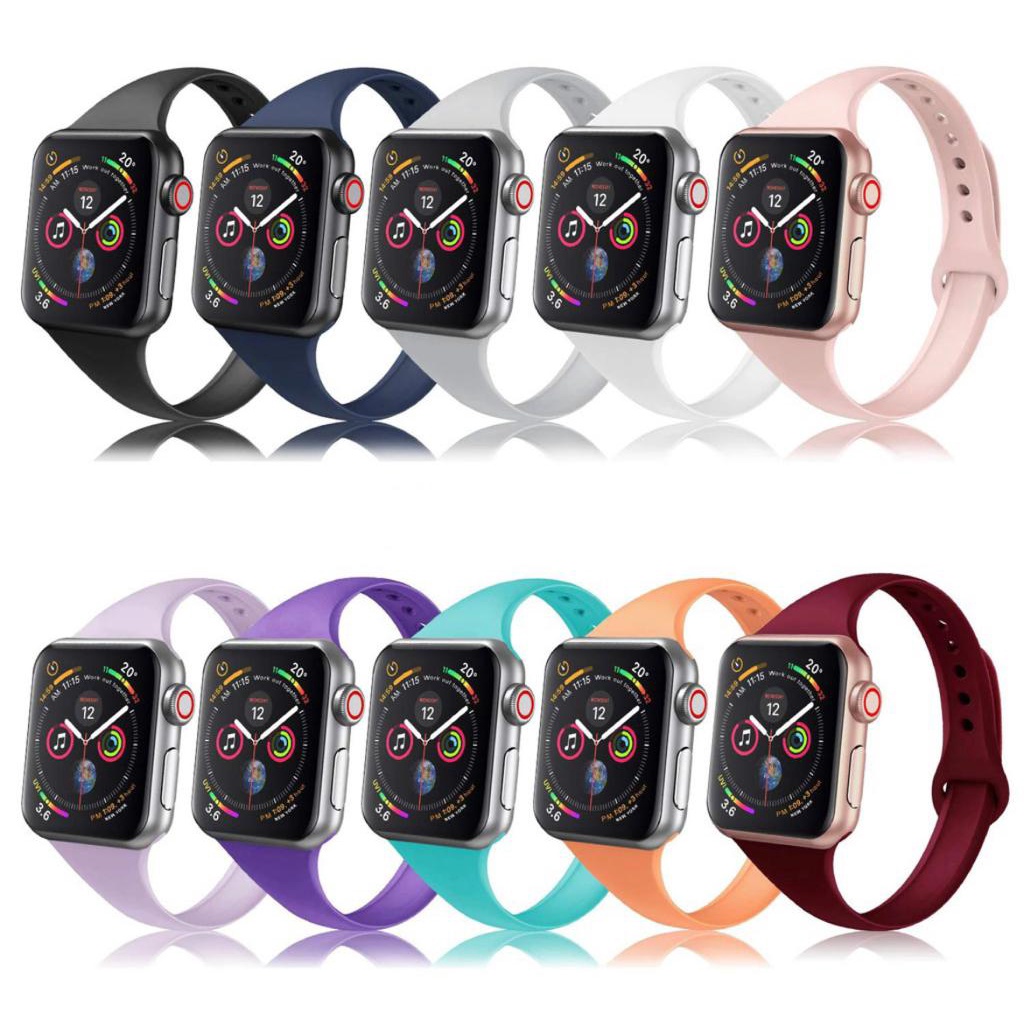 Pulseira SLIM Para SmartWatch 38mm 40mm 41mm 42mm 44mm e 45mm Silicone ...