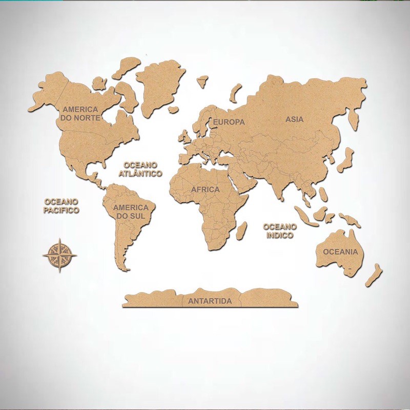 Mapa do Mundo ou Mapa Mundi em MDF. | Shopee Brasil