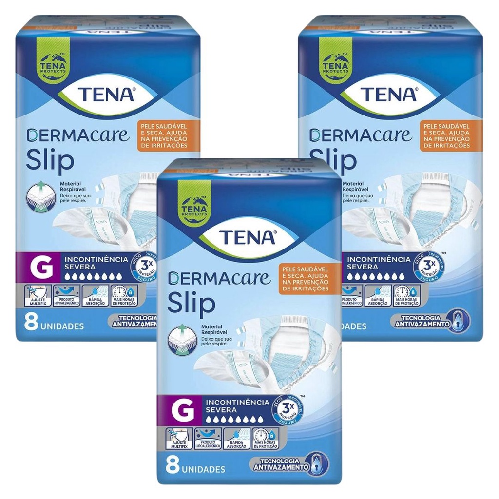 Fralda Geriatrica Tena Slip DermaCare G-24 unidades (kit) | Shopee Brasil