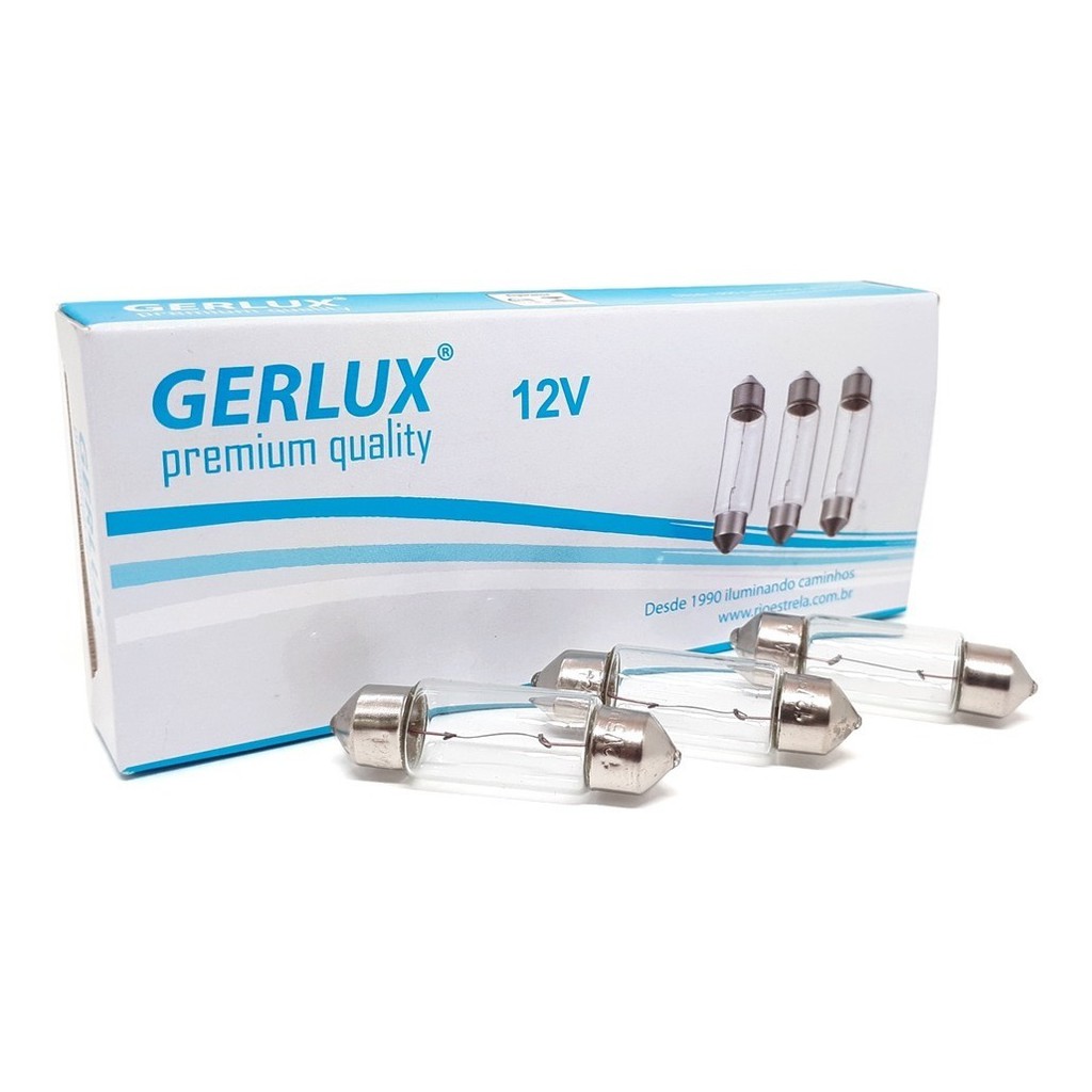 10 Lâmpadas Torpedo 42mm 12v 10w Gerlux Inmetro Teto Placa | Shopee Brasil
