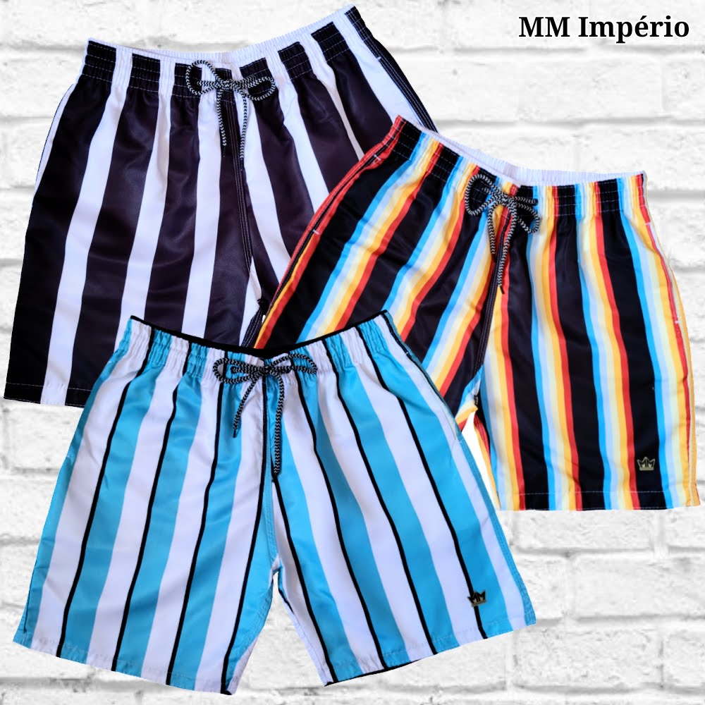 Short Tactel Listrado Masculino Adulto Moda Praia | Shopee Brasil