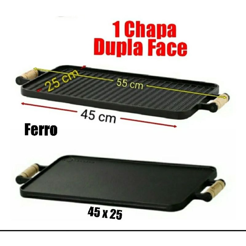 Chapa Grill Ferro Fundido Hambúguer Bife Alça Madeira Fogão | Shopee Brasil