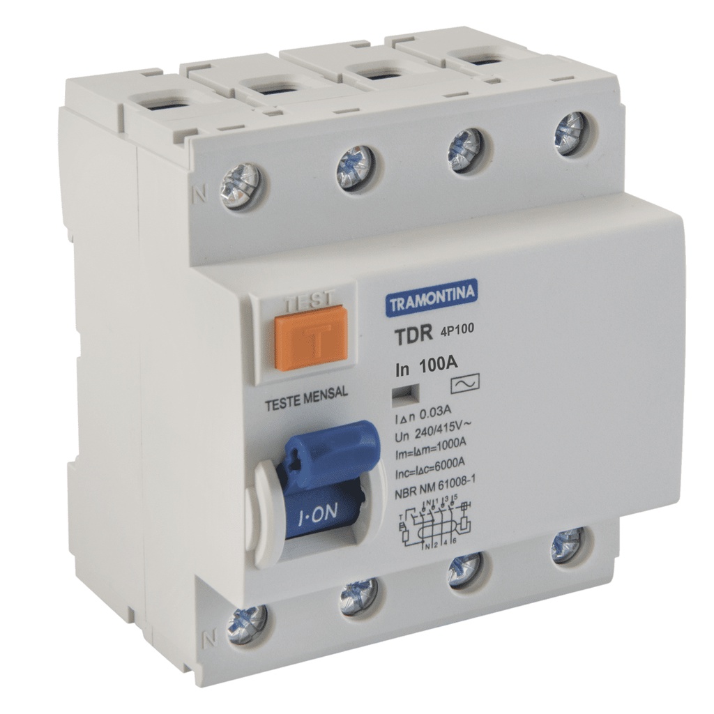 DISJUNTOR DR QUADRIPOLAR DE 100A TRAMONTINA 30MA 6KA TDR100 | Shopee Brasil