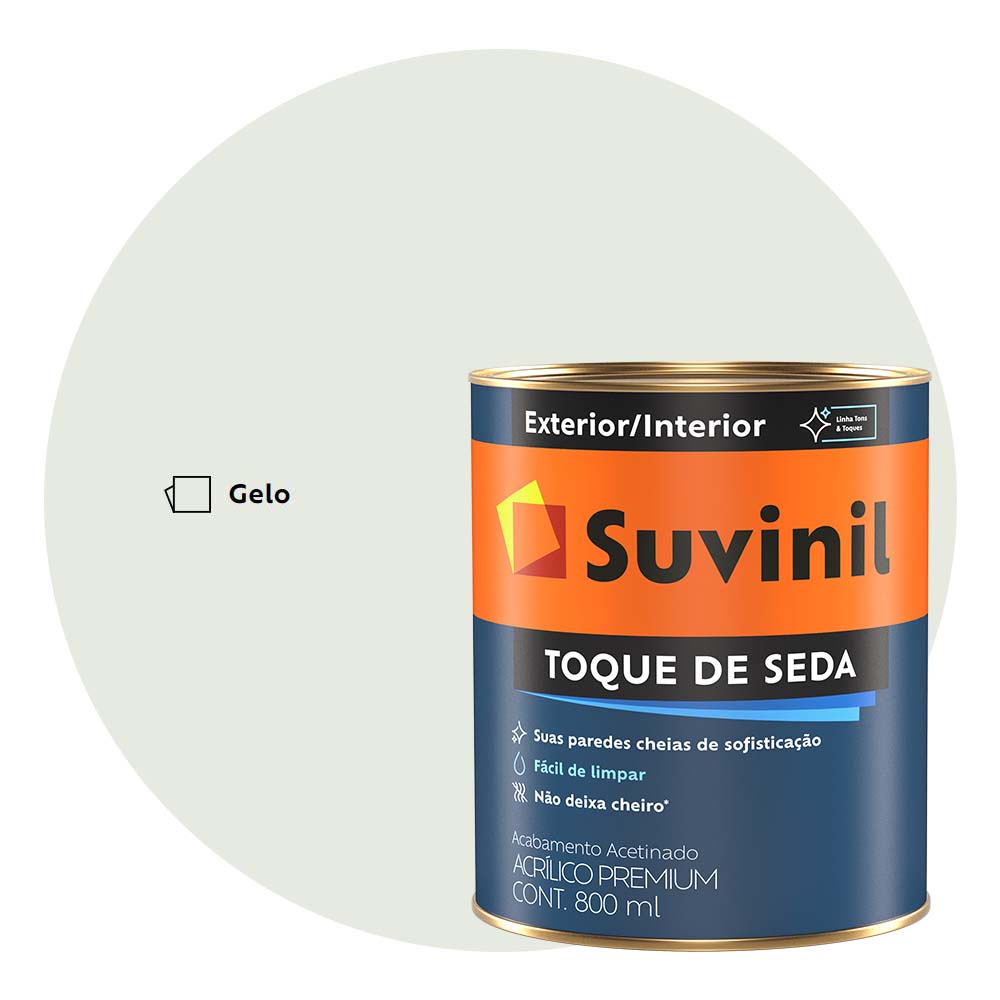 Tinta Acetinada Toque de Seda Suvinil 800ml Branco Gelo | Shopee Brasil