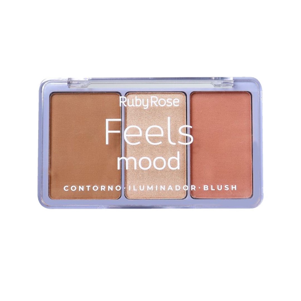 PALETA DE CONTORNO,ILUMINADOR E BLUSH FEELS MOOD RUBY ROSE | Shopee Brasil