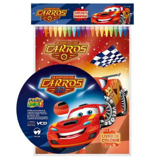 LIVRO INFANTIL COLORIR SUPER KIT ANIMADO CARROS C/CD | Shopee Brasil
