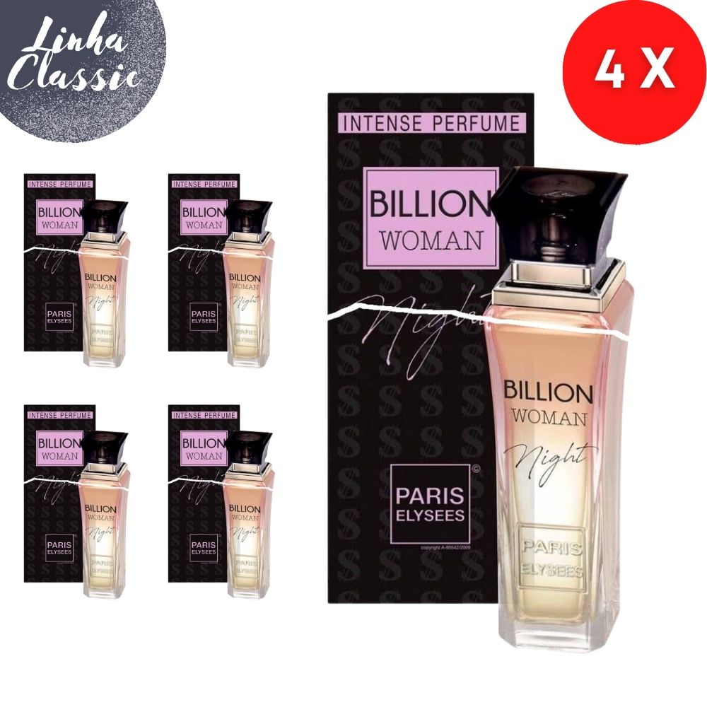 Kit c/ 4 Perfume Billion Woman Night Paris Elysees Original | Shopee Brasil