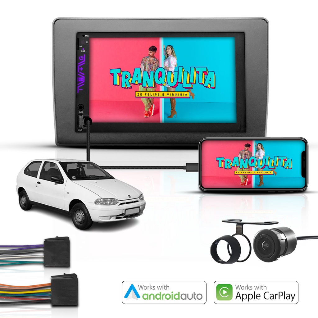 Kit Central Multimidia Universal 2 Din Mp5 Carplay e Android Palio | Shopee Brasil