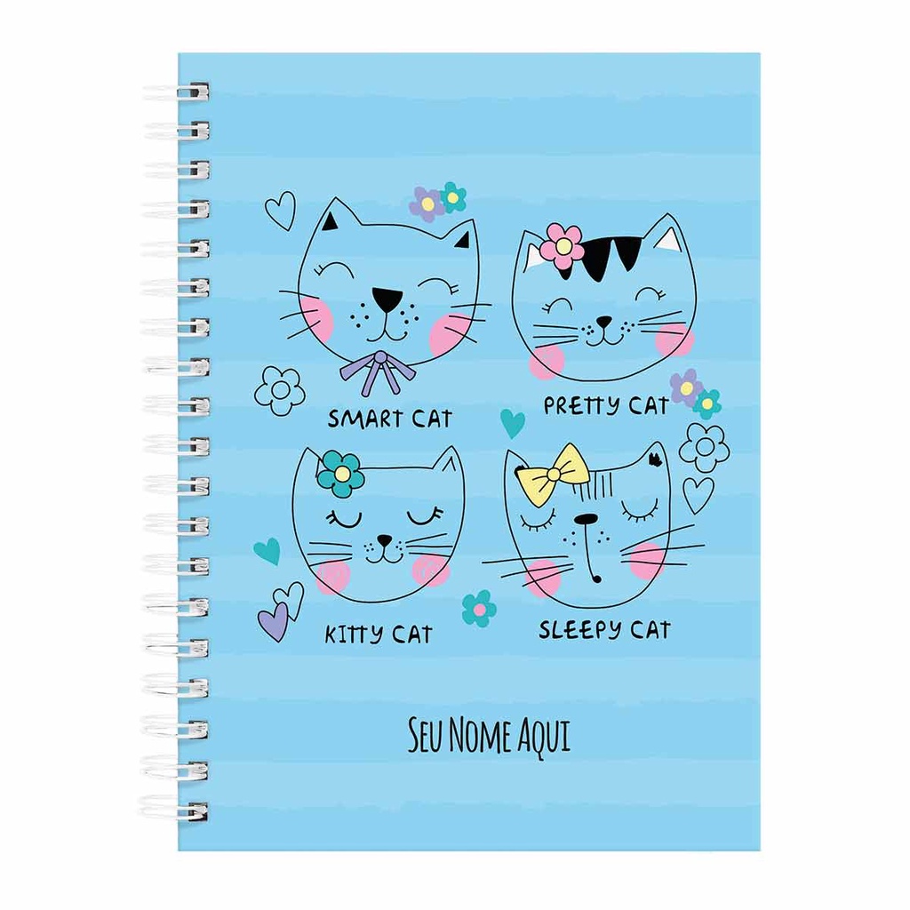 Caderno Personalizado Feminino Cats Azul 100 Folhas 18x25 Cm | Shopee ...