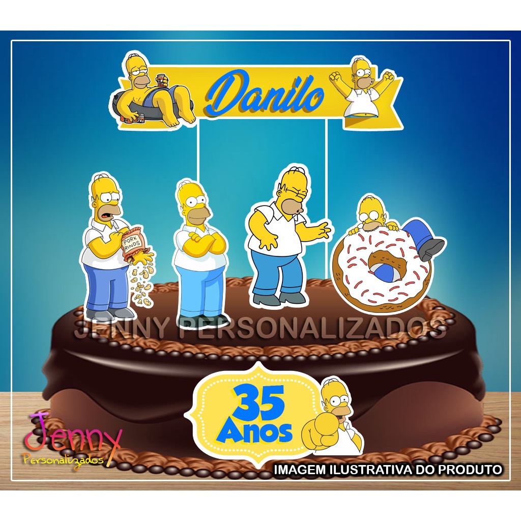 Topo Topper de Bolo Personalizado Homer Simpson | Shopee Brasil