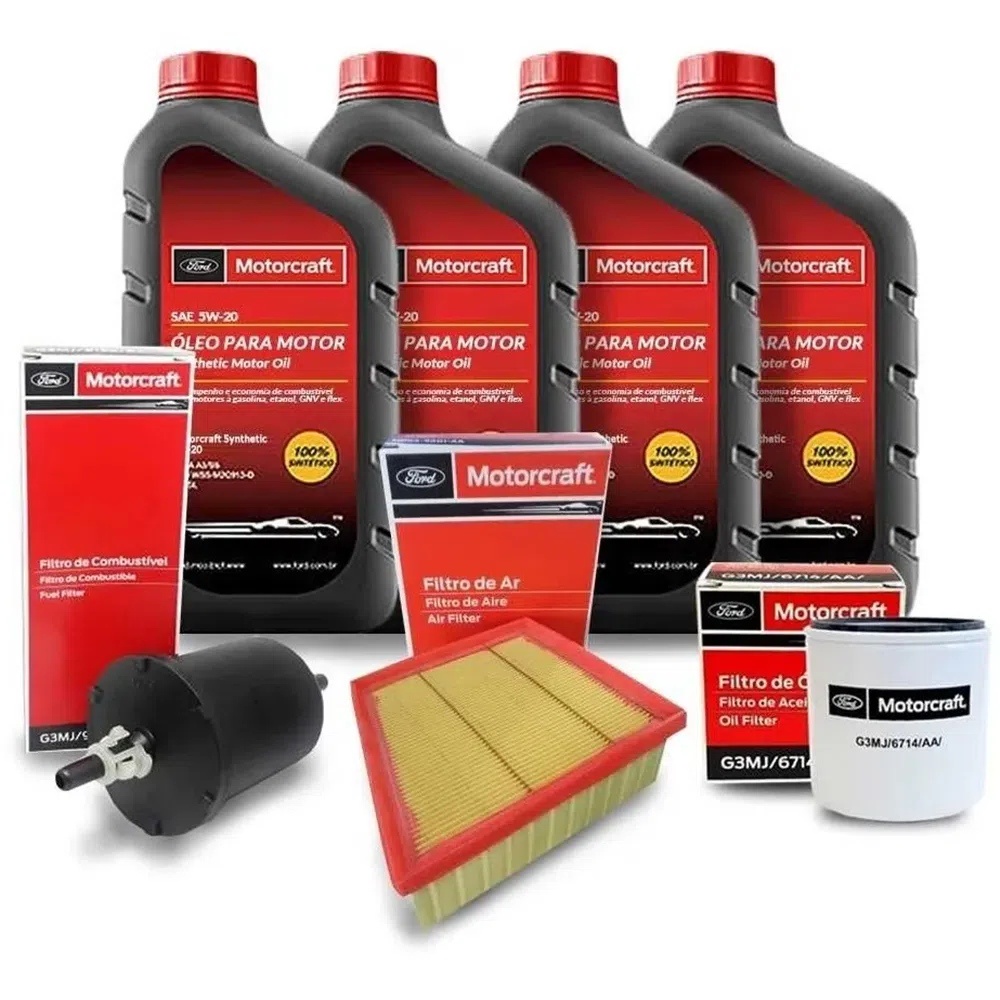 Kit Revisão 4 Litros de Óleo 5W20 + Filtros Motorcraft Ford Ka Ecosport New Fiesta 2014 a 2022 ...