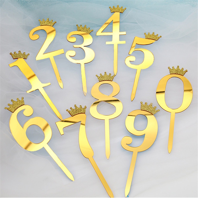 Número 0-9 Cake Topper Aniversário De Casamento toppers De cupcake De ...