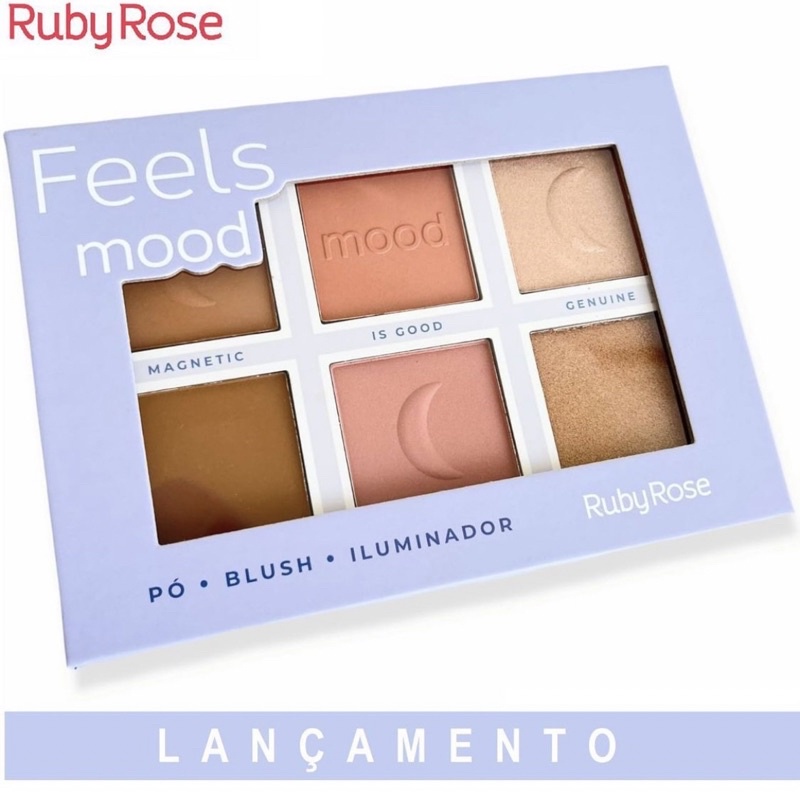 Paleta Pó, Blush e Iluminador Feels Mood Ruby Rose | Shopee Brasil