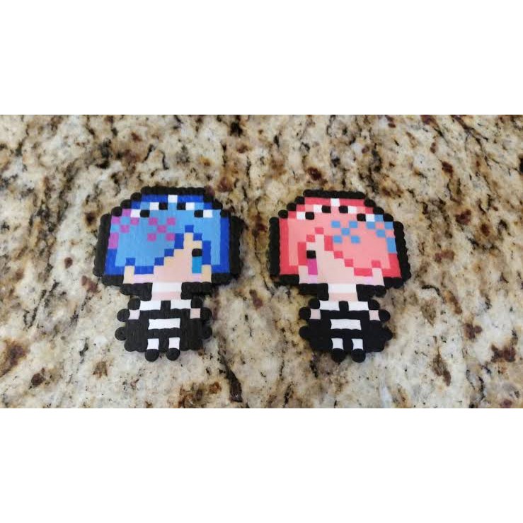 Rem e Ram (Re Zero) Ímã ou Chaveiro - Pixel Art/ Hama Beads | Shopee Brasil