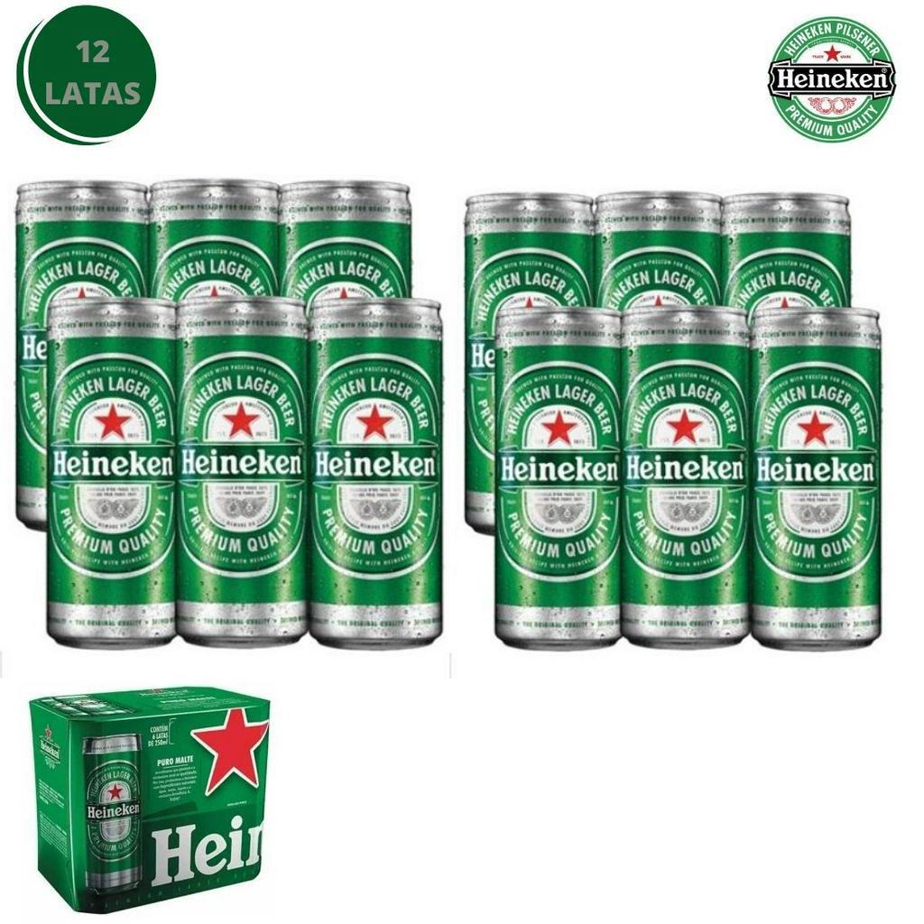 Pack com 12 Unidades Cerveja Heineken Lata 250 ml | Shopee Brasil