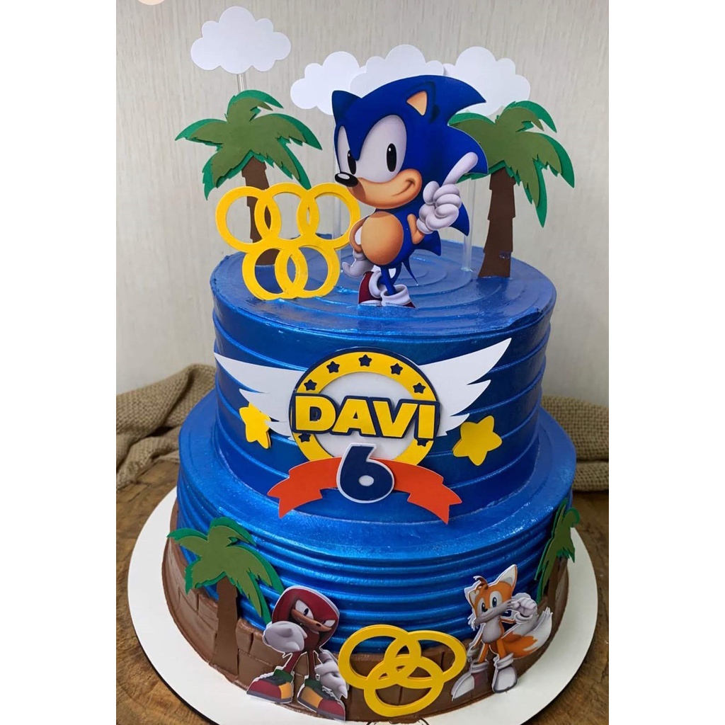 Topo De Bolo Sonic Topper Personalizado Festa Sonic | Shopee Brasil