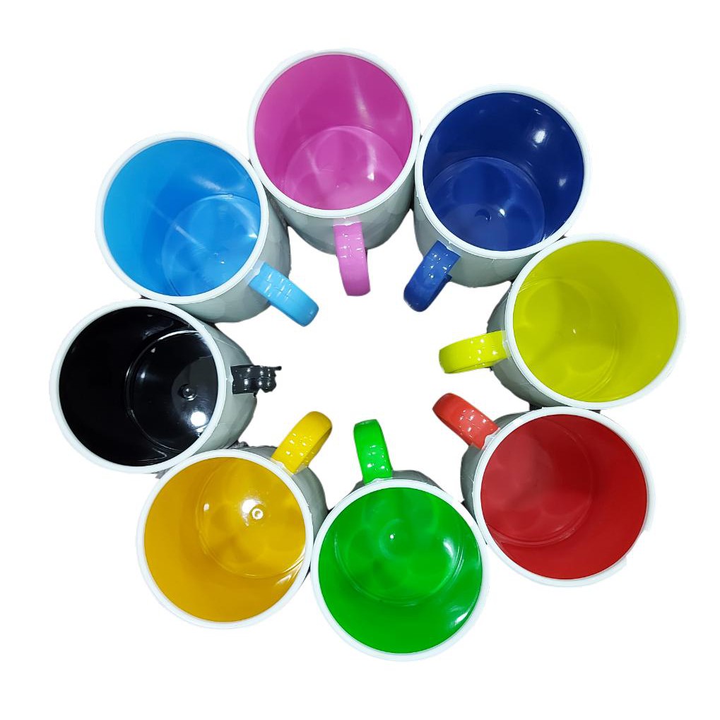8 Canecas de Polimero com Interior e alça Colorido Para Sublimação ...