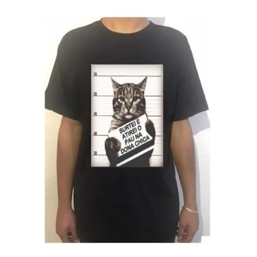 Camiseta Retro Cat Gato Preso Surtado Criminoso | Shopee Brasil