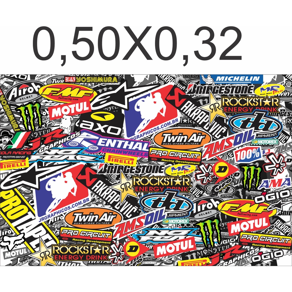 ADESIVO STICKER BOMBER MARCAS MOTOCROSS para Moto, Bike, Carro ...