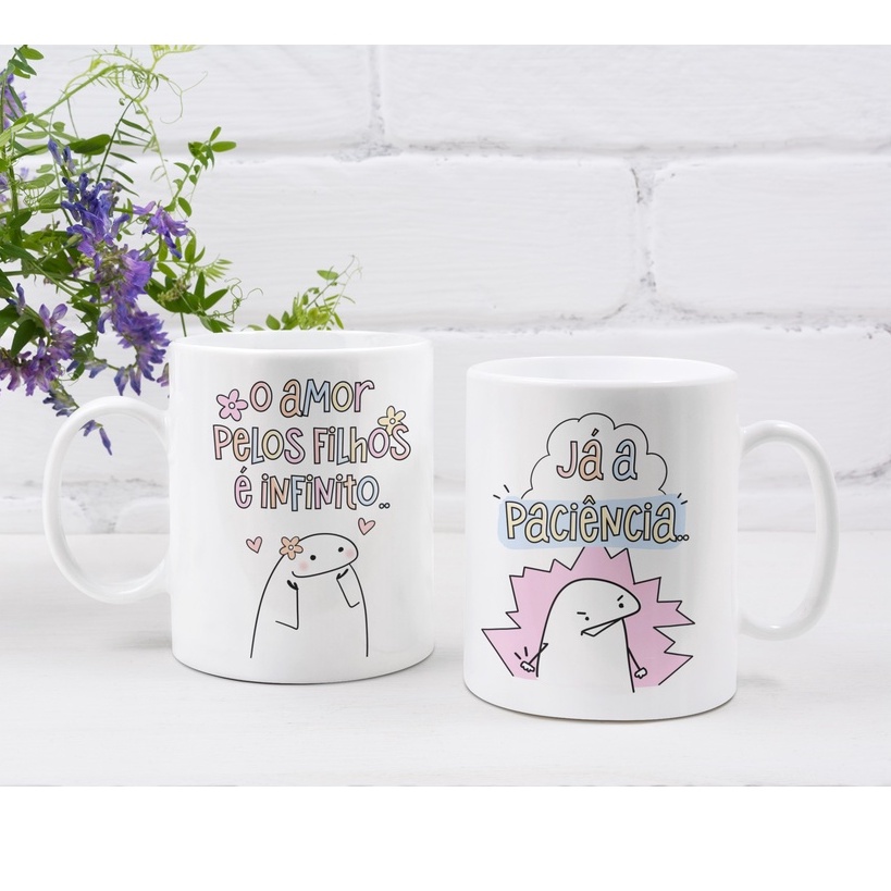 Caneca Dia das mães Flork, bonequinho, Xicara das mães, florkcows ...