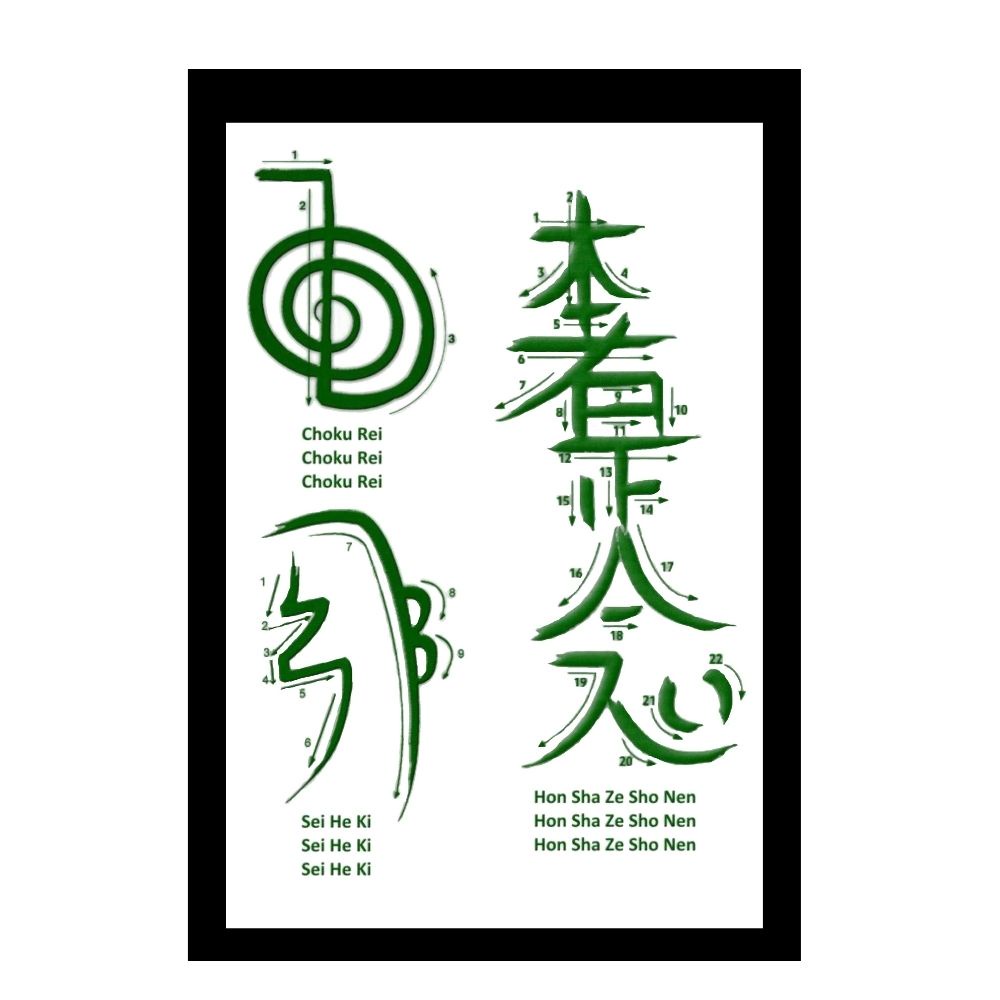 Quadro Reiki Símbolos CHOKU REI HON SHA ZE SHO NEN SEI HE KI | Shopee ...