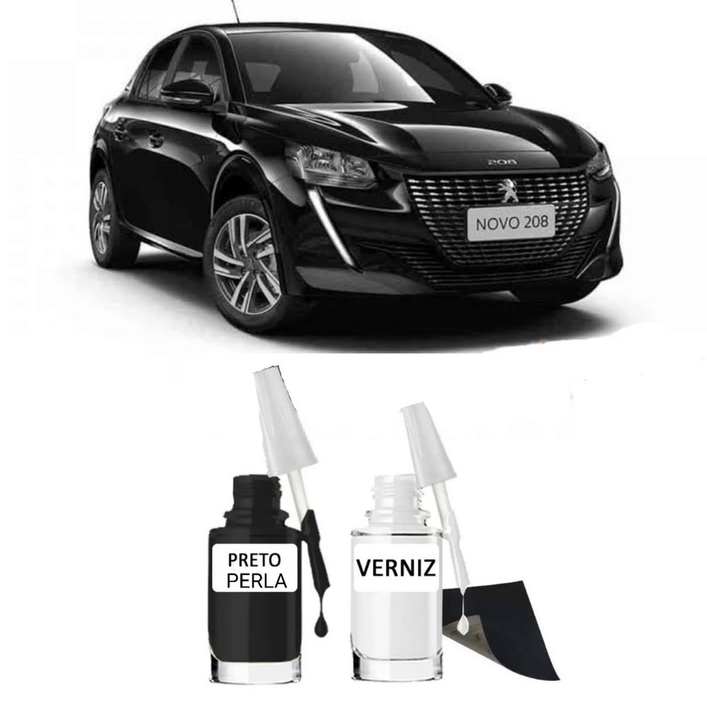Tinta Tira Risco Automotivo Peugeot 208 Cor Preto Perla Negra | Shopee ...