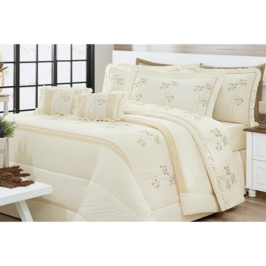 Kit Cobre Leito Heloisa Luxo Cama Casal King 7 peças | Shopee Brasil
