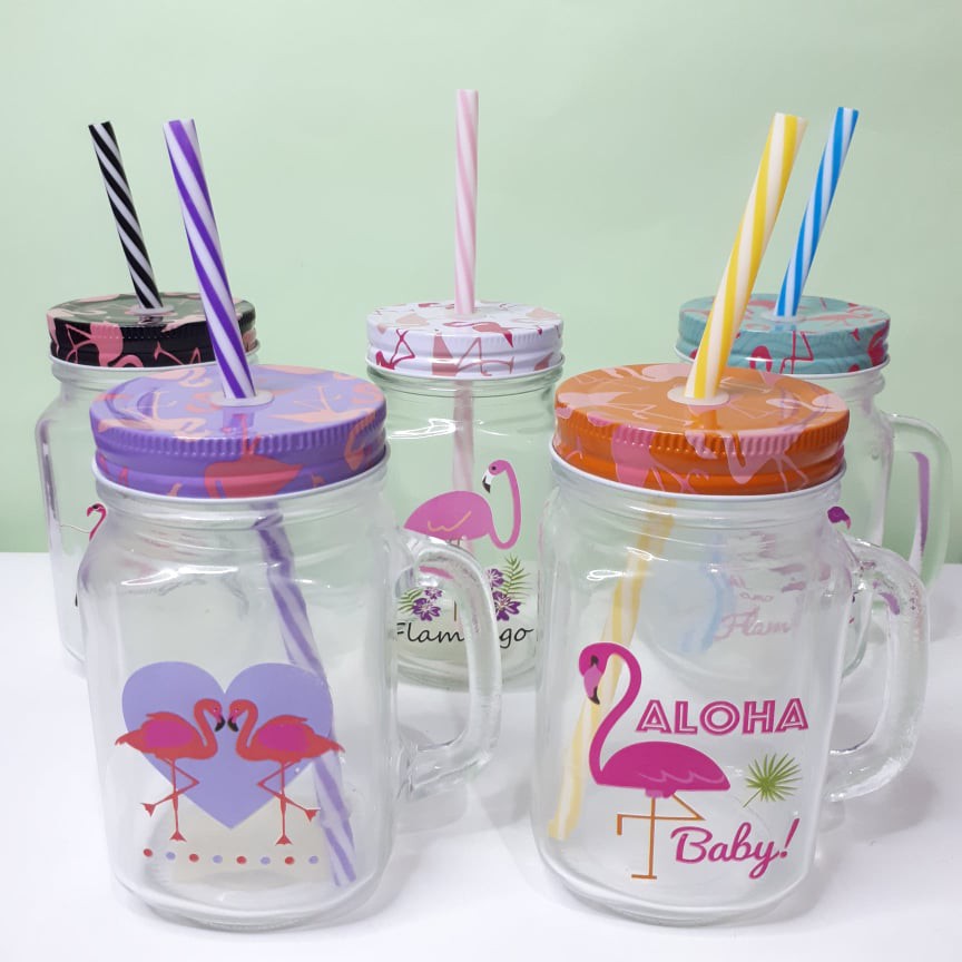 Mason Jar de Vidro Flamingo (Caneca) | Shopee Brasil