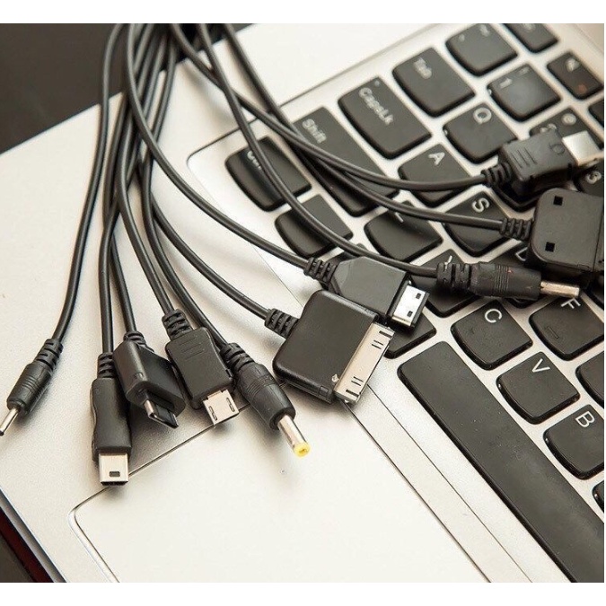 Cabo Universal 10 Em 1 Multifuncional USB Preto 20 cm De Carregamento ...