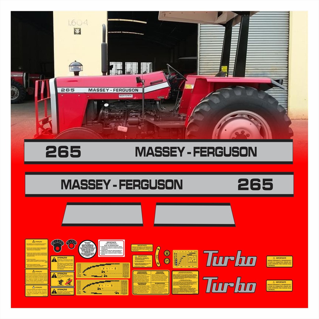 Kit Adesivos Trator Massey Ferguson 265 Turbo Completo R458 | Shopee Brasil