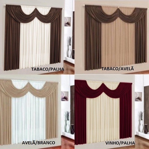 Kit 3 Cortina Paris 2,00m X 1,70m P/ Sala Ou Quarto | Shopee Brasil
