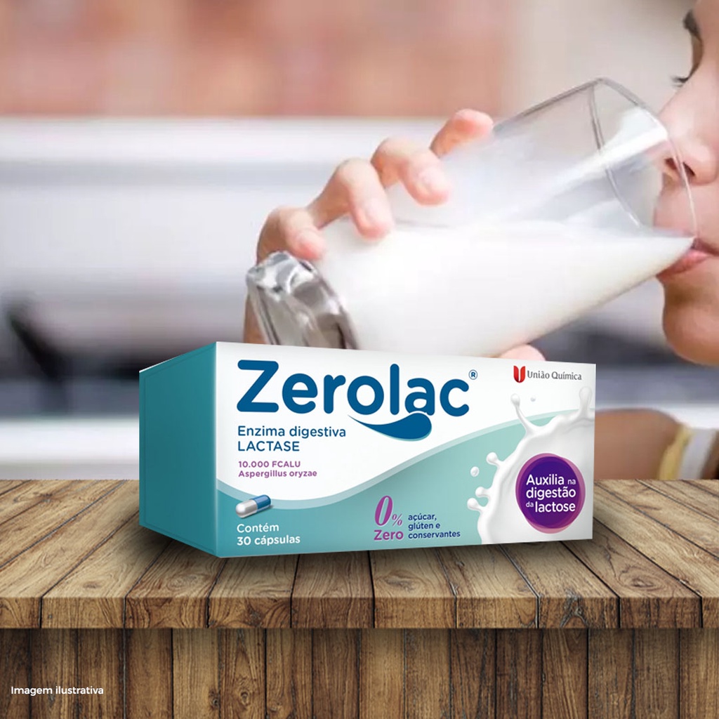 Zerolac Enzima Lactase 10.000 fcc 30 Caps Original Zero Açúcar ...